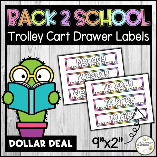Back to School | 10 Drawer Teacher Trolley Labels | Rolling Cart Labels ...