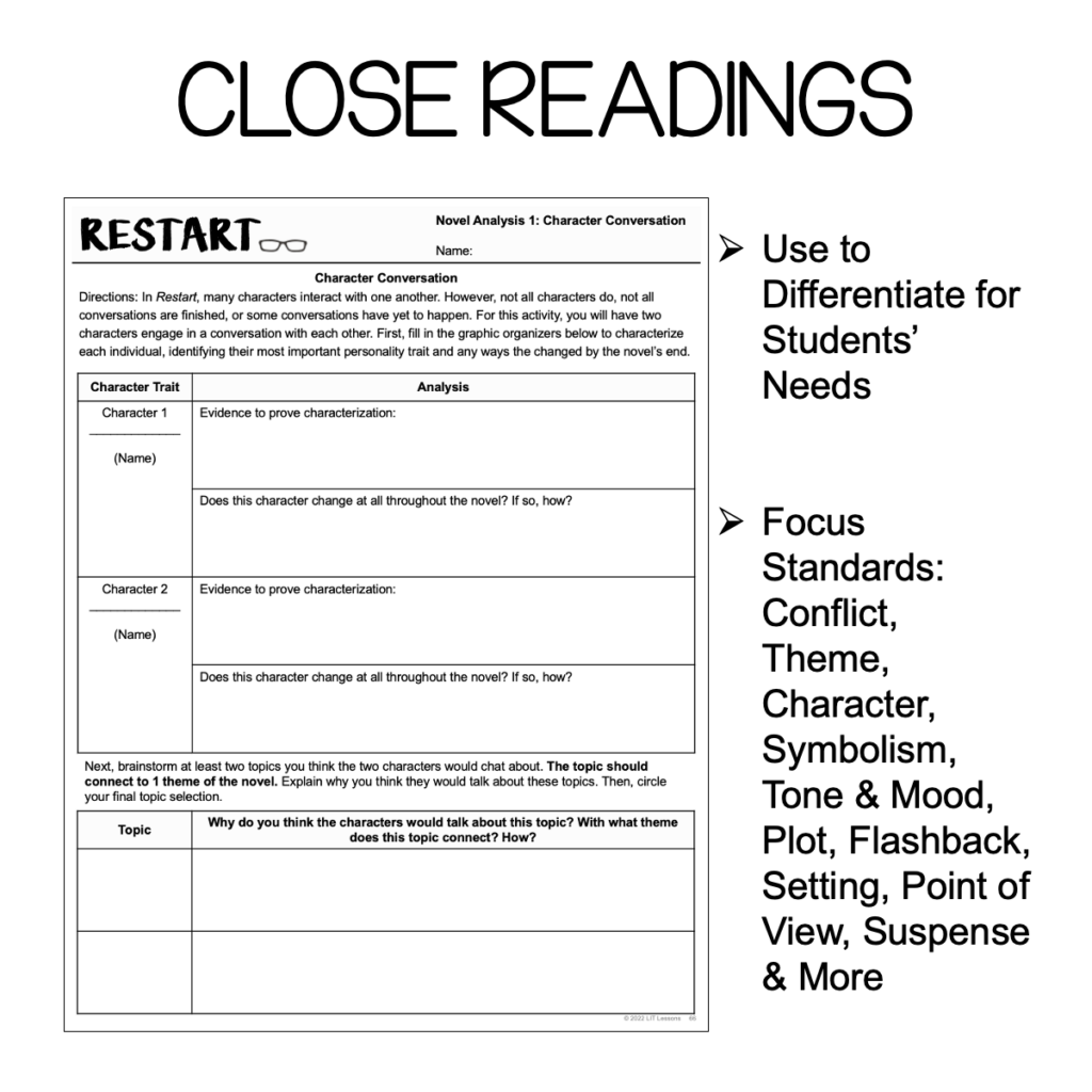 Restart Novel Study | Made By Teachers
