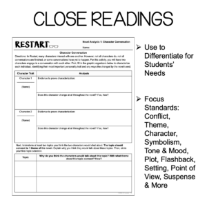 Restart Novel Study | Made By Teachers
