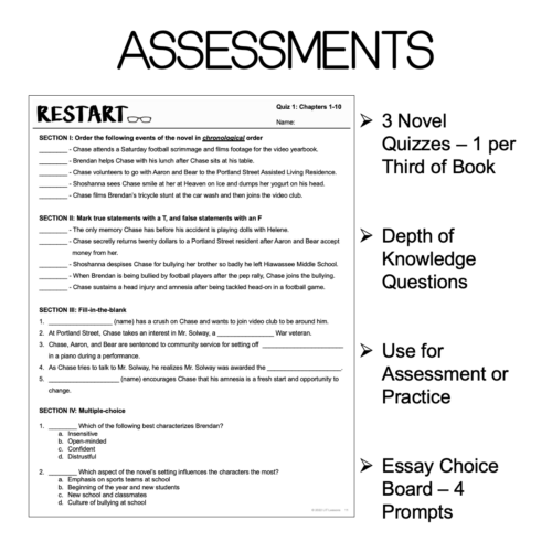 Restart Novel Study | Made By Teachers