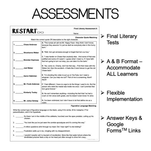 Restart by Gordon Korman Novel Study | Made By Teachers