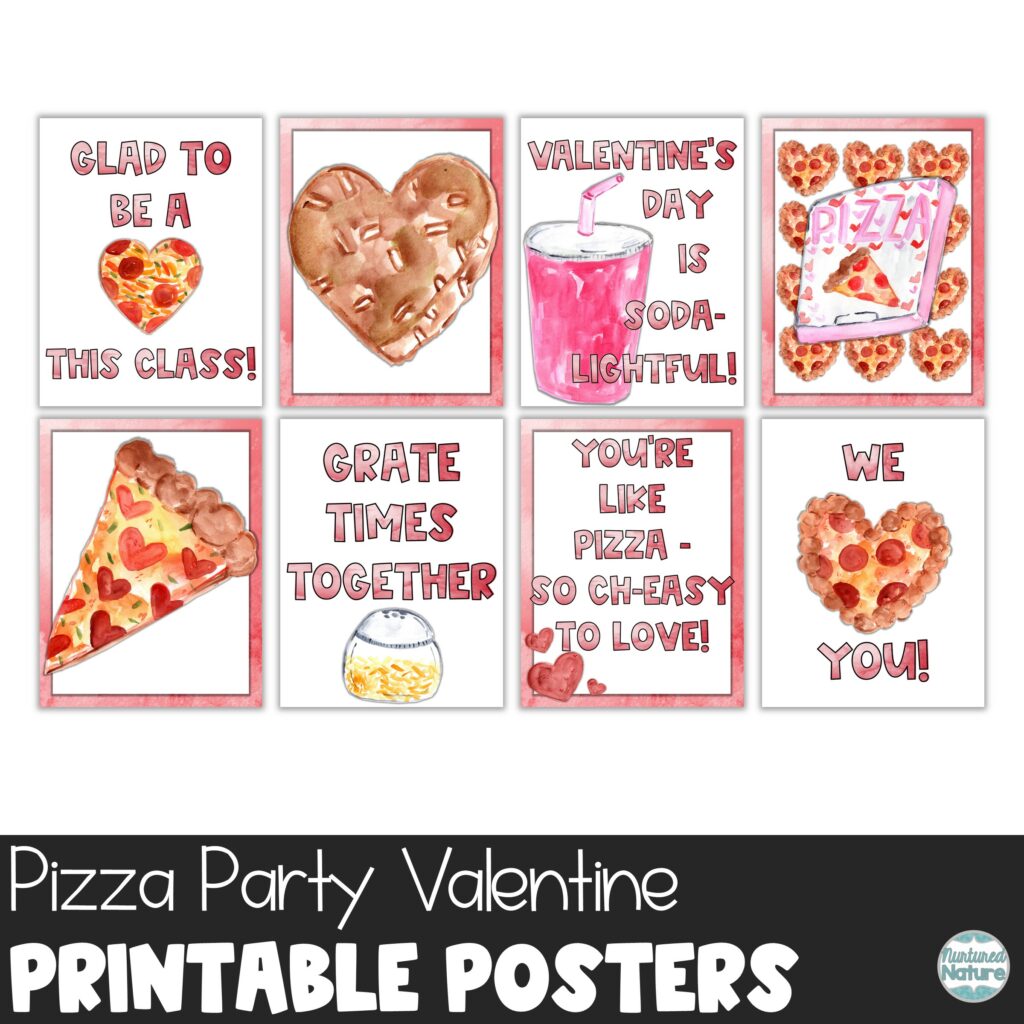 Valentine’s Day Bulletin Board Posters - Easy Pizza Party Theme Decor ...