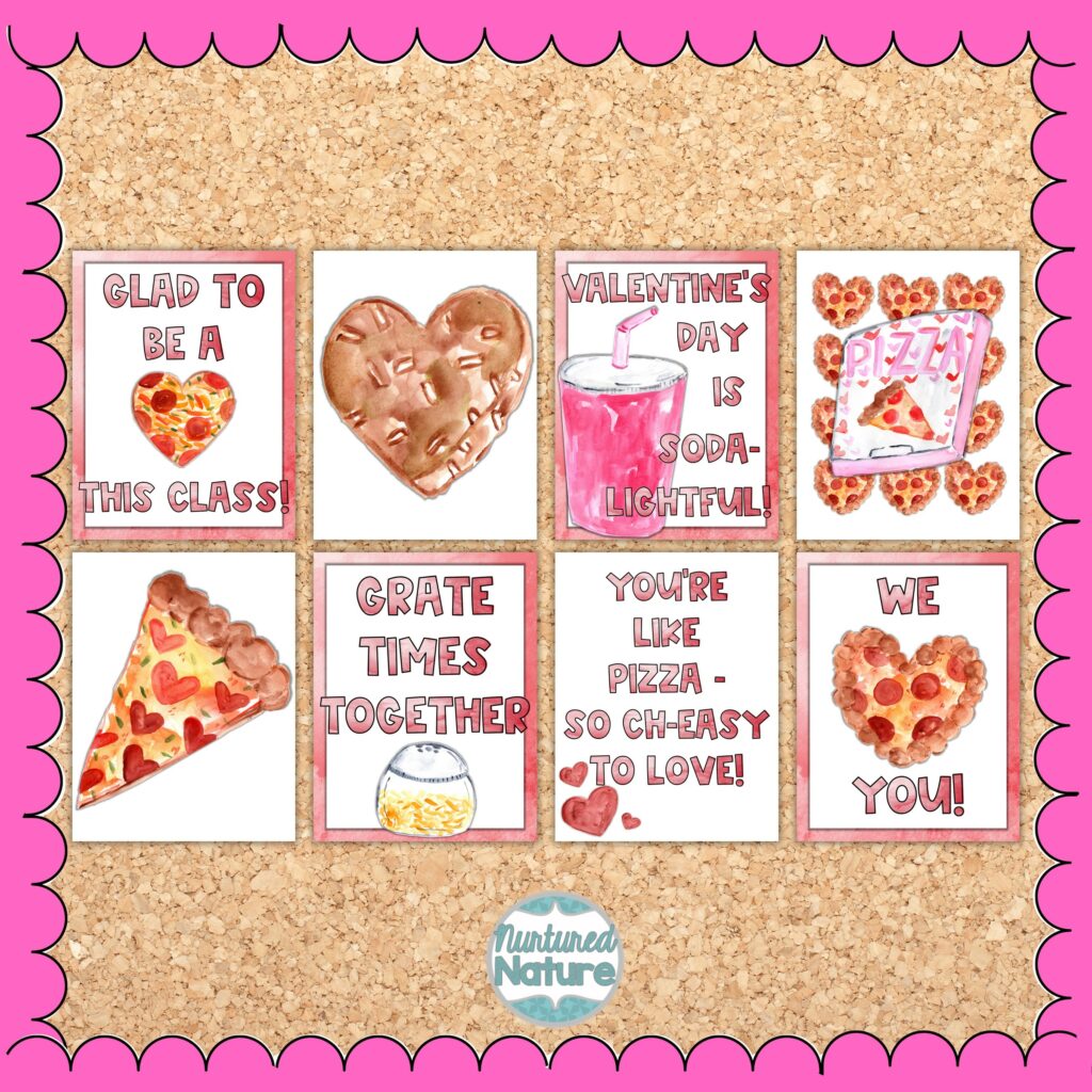 Valentine’s Day Bulletin Board Posters - Easy Pizza Party Theme Decor ...