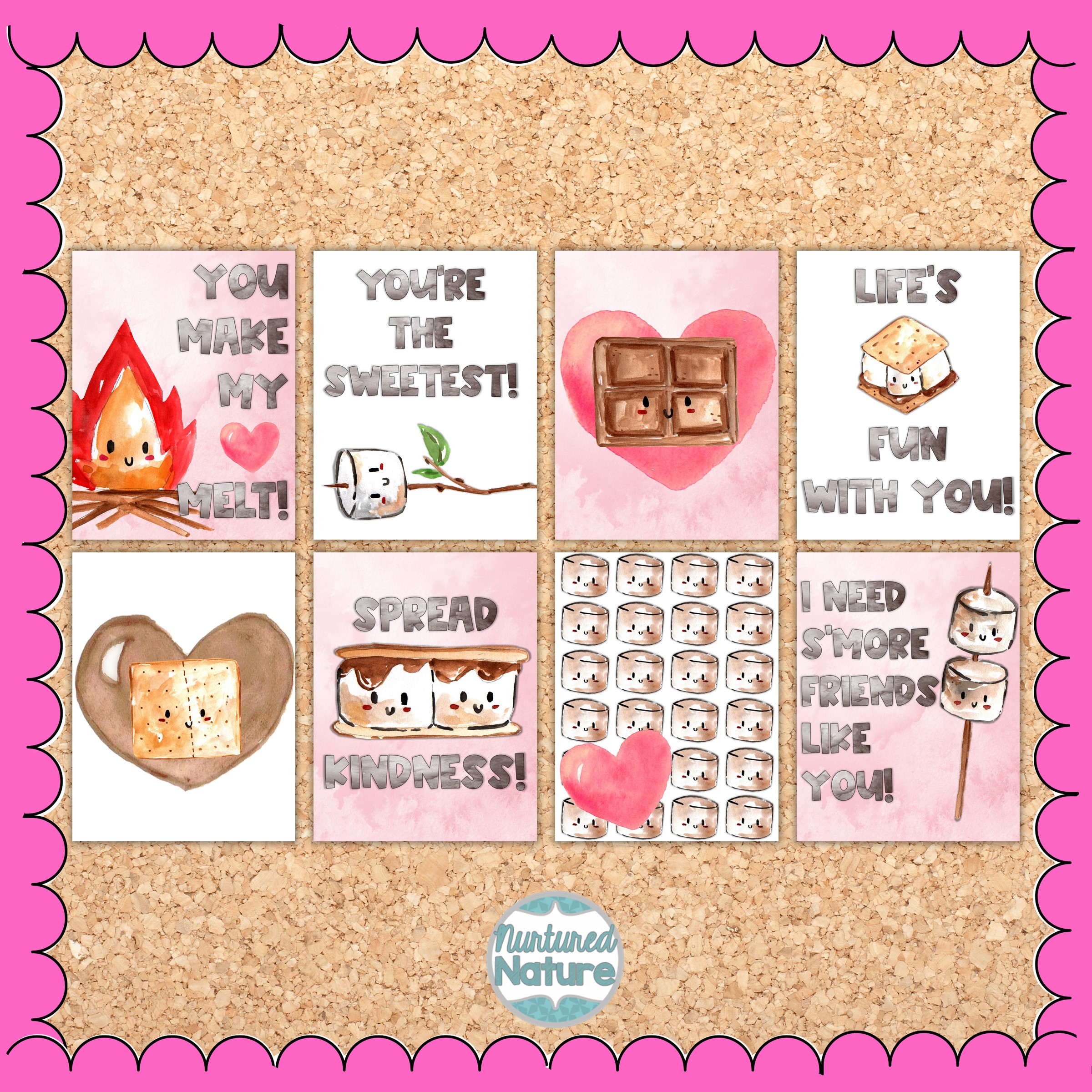 Valentine’s Day Bulletin Board Posters - Easy February Decor S’mores ...