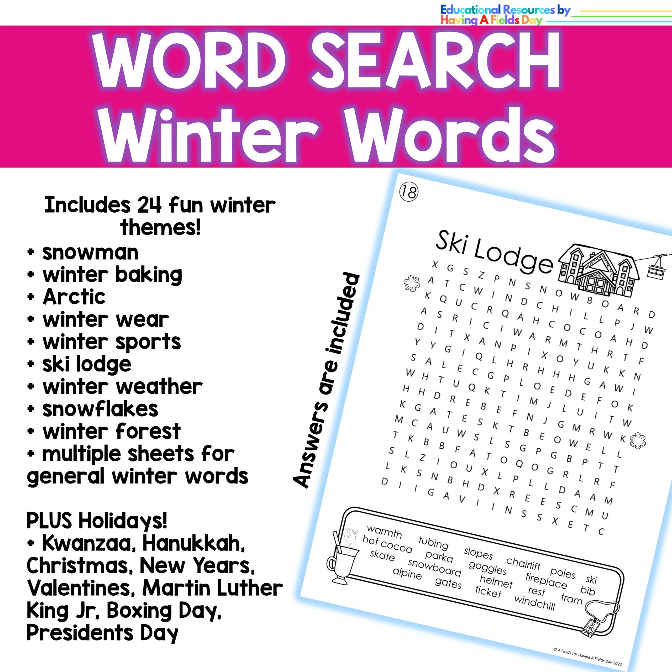 Word Search Puzzles Winter Words | Made By Teachers