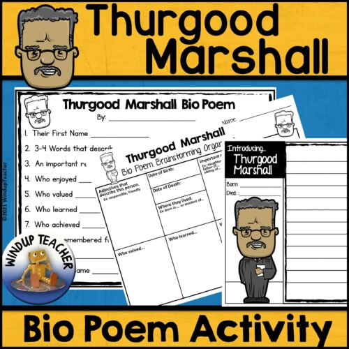 Thurgood Marshall Biography Poem Activity and Writing Paper | Made By ...