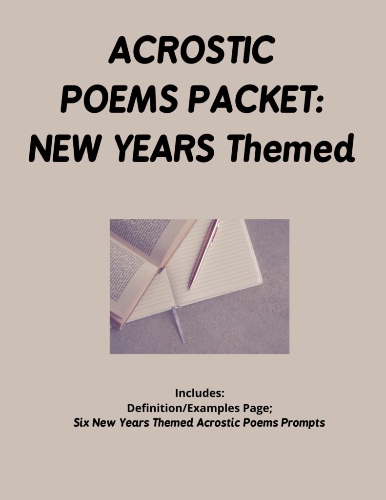 Acrostic Poem Packet - New Years Themed middle school high sped ELA ...