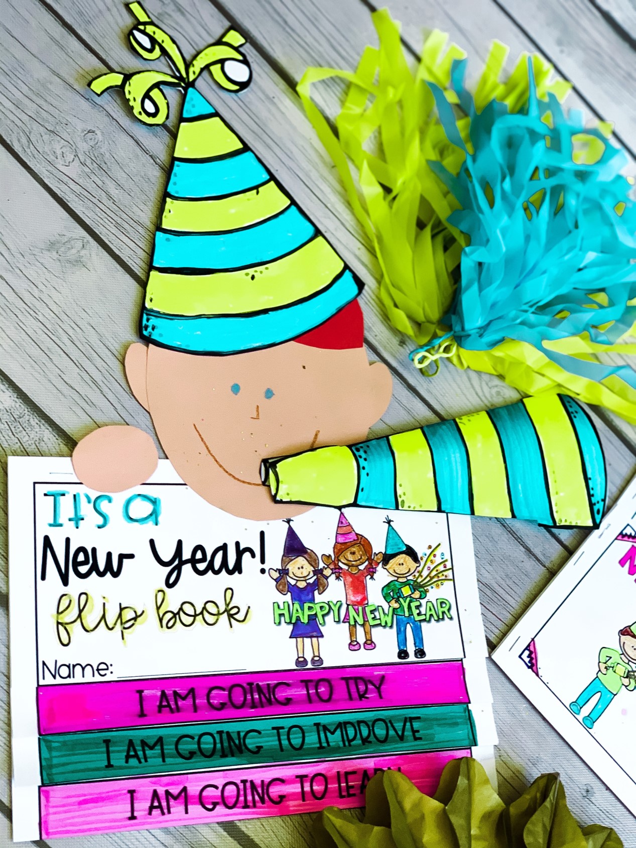 New Years 2023 New Year Resolution Craft Goal Flip Book | Made By Teachers