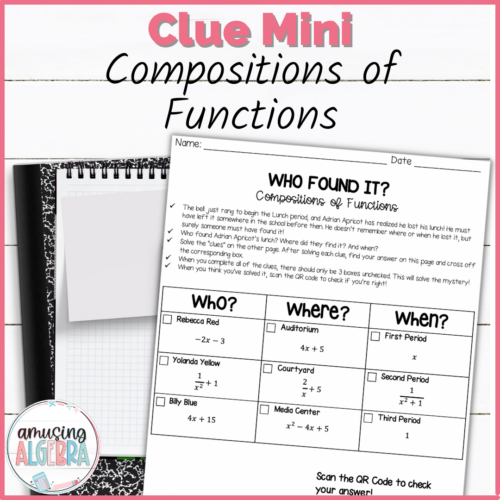 Function Compositions Clue Mini Mystery Activity | Made By Teachers