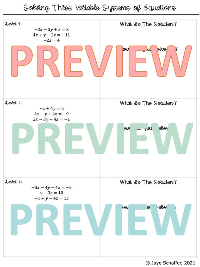 Algebra 2 Intro to Three Variable Systems Guided Notes Discovery ...
