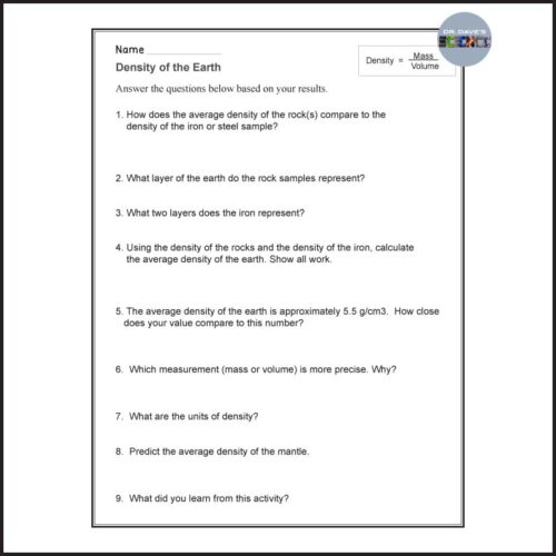 Layers of the Earth Activity Density of Core and Crust NGSS MS-ESS2-2 ...