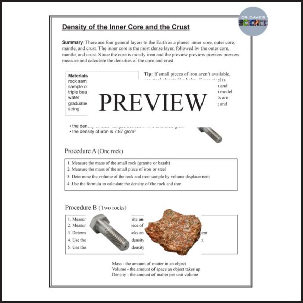 Layers of the Earth Activity Density of Core and Crust NGSS MS-ESS2-2 ...