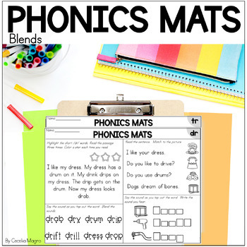 Phonics Mats Blends Decodable Phonics Activity Mats for Beginning ...