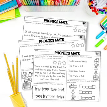 Phonics Mats Blends Decodable Phonics Activity Mats for Beginning ...