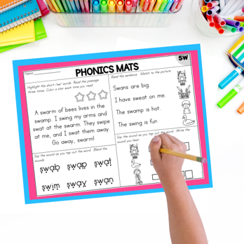 Phonics Mats Blends Decodable Phonics Activity Mats for Beginning ...