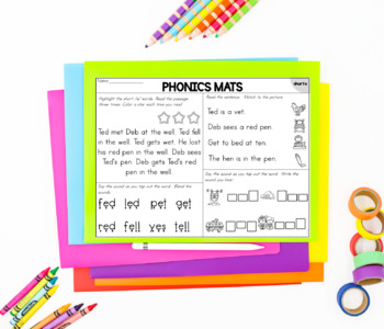 Phonics Mats Short Vowels CVC Words Phonics Activity Mats for Beginning ...