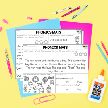 Phonics Mats Short Vowels CVC Words Phonics Activity Mats for Beginning ...