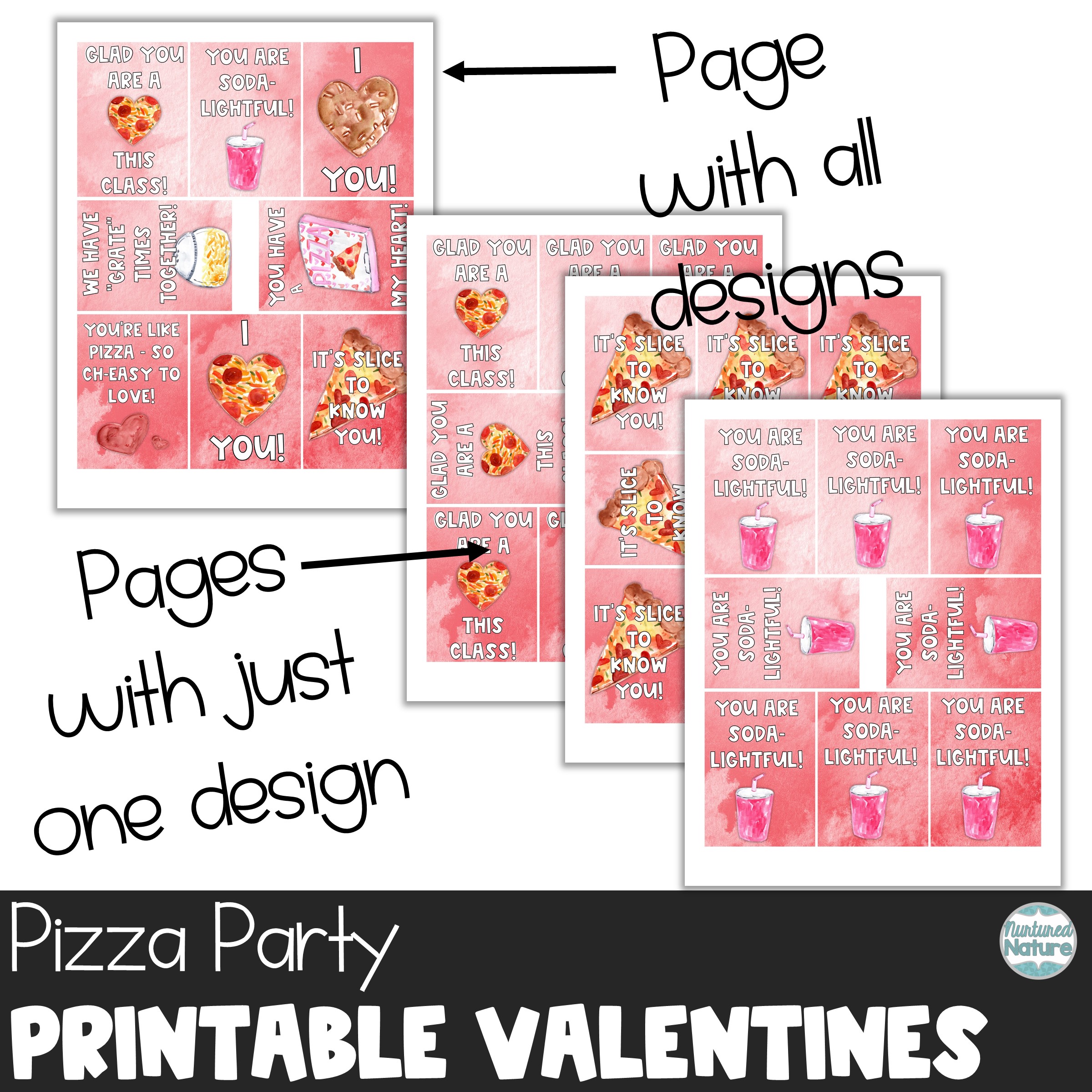 Pizza Party Valentine’s Day Cards from Teacher for Students | Made By ...