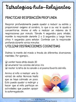 SPANISH Self-Regulation I Self Calming Strategies Handout I Using Self ...