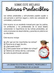SPANISH - Predictable Routines - School Counseling Handout - Made By ...