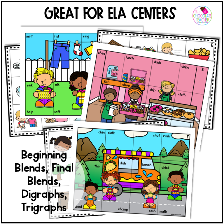 Short Vowel Phonics - Picture Puzzles - Blends Digraphs 3 Letter Blends ...