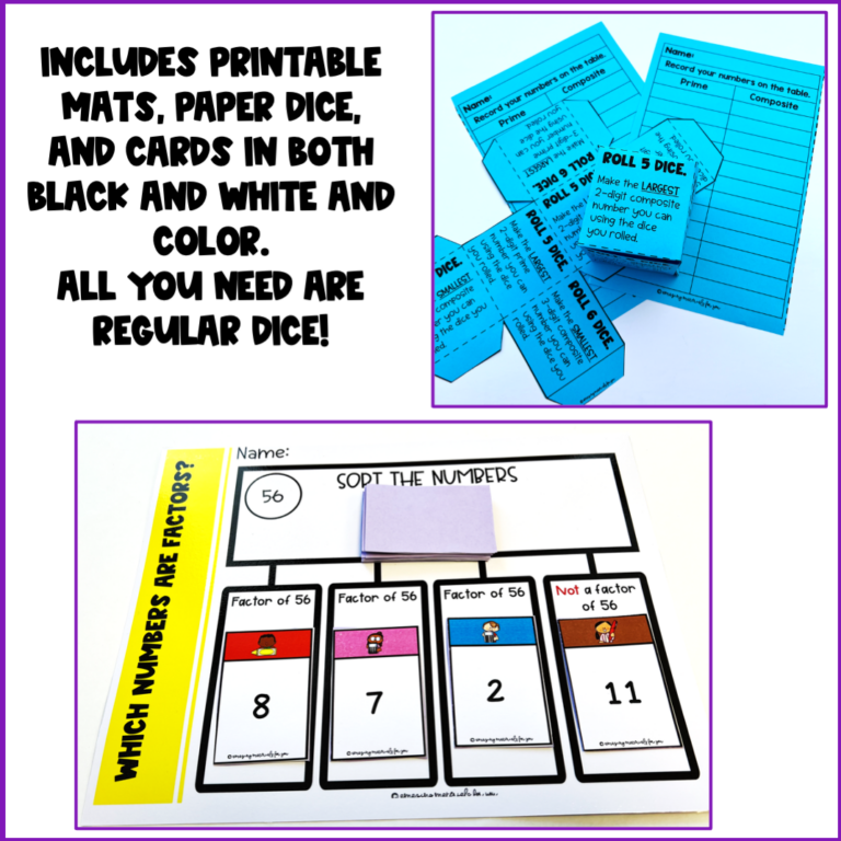 Even Odd Prime and Composite | Sorting Mats and Dice | Made By Teachers