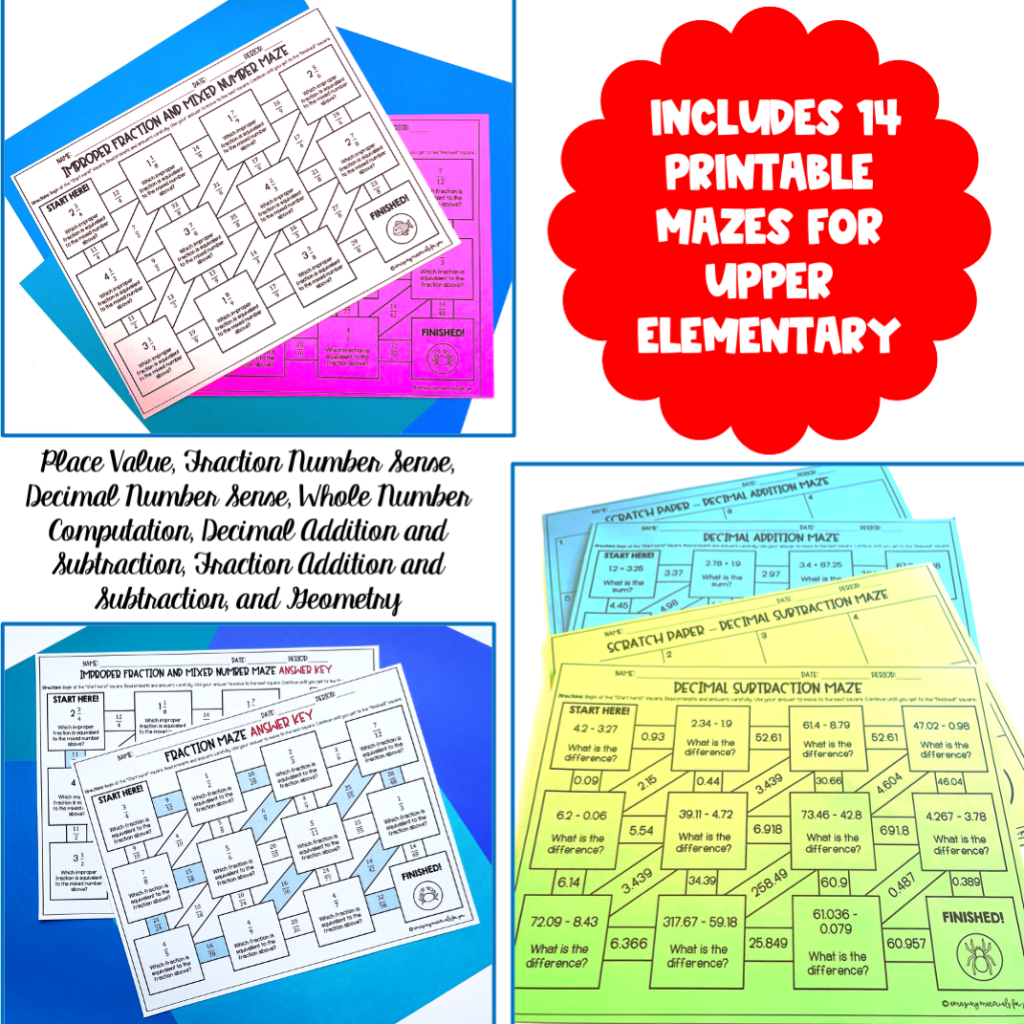 Fifth Grade Math Printable Mazes Made By Teachers