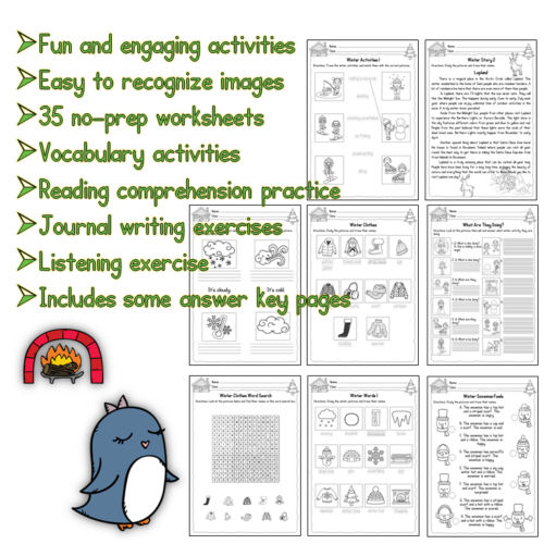 No-Prep Winter ELA Worksheets | Made By Teachers