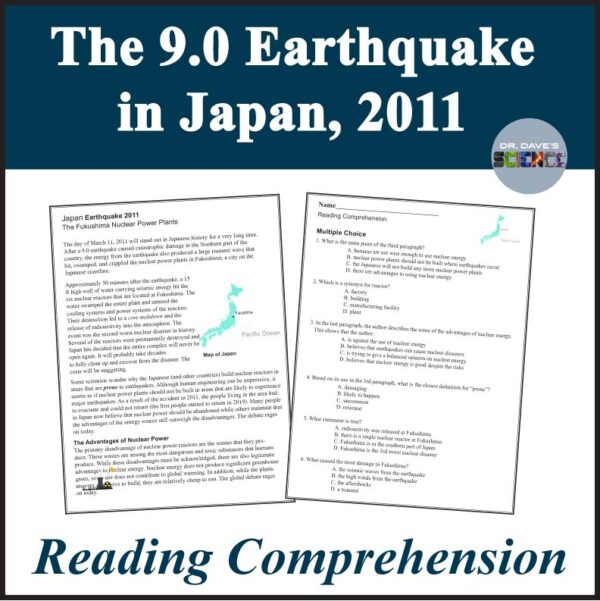 Earthquake Fukushima Reading Comprehension Passage and Questions | Made ...
