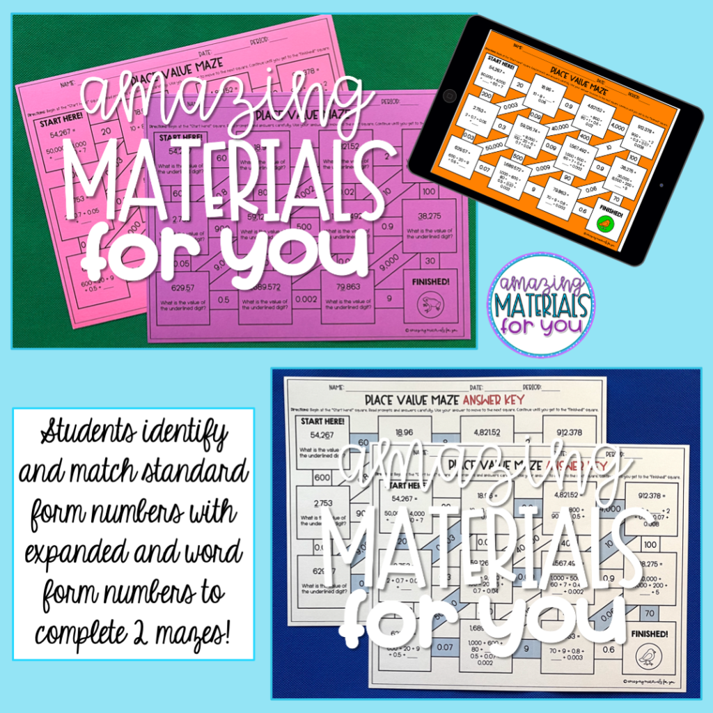Place Value Puzzles, Mazes, and Task Cards | Made By Teachers