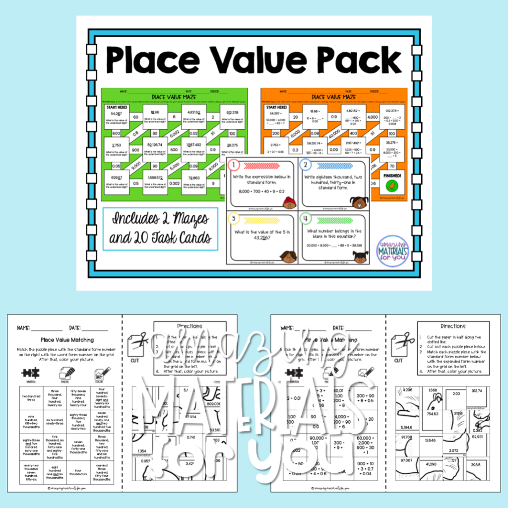 Place Value Puzzles, Mazes, and Task Cards - Made By Teachers
