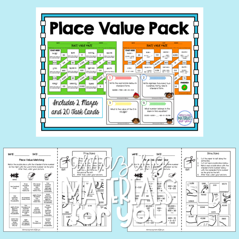 Place Value Puzzles, Mazes, and Task Cards - Made By Teachers