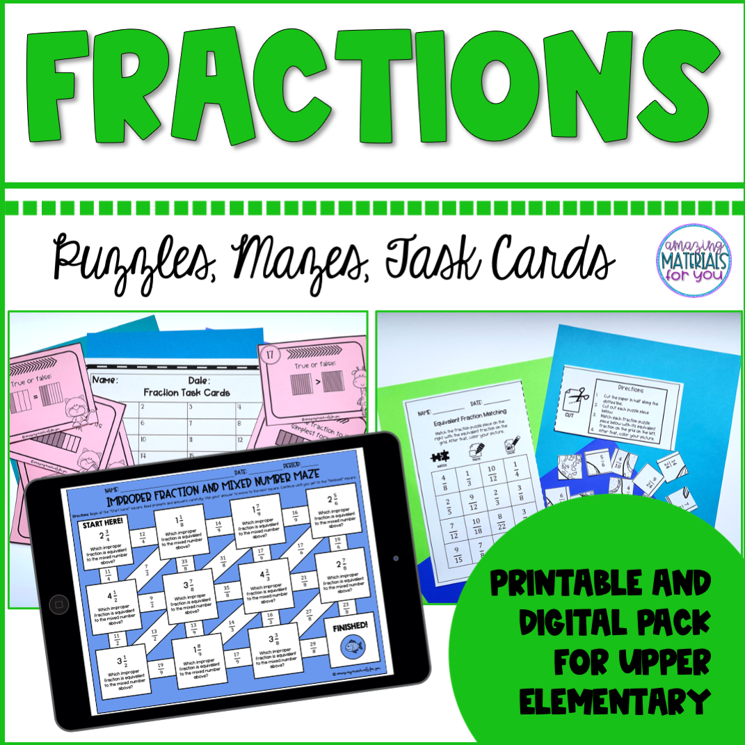Comparing and Ordering Fractions Puzzles, Mazes, and Task Cards | Made ...
