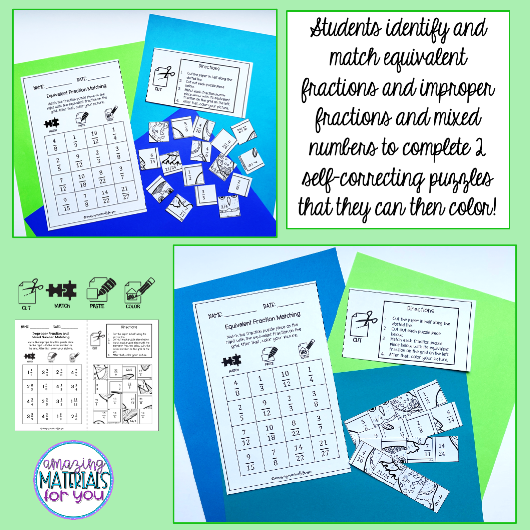Comparing and Ordering Fractions Puzzles, Mazes, and Task Cards | Made ...