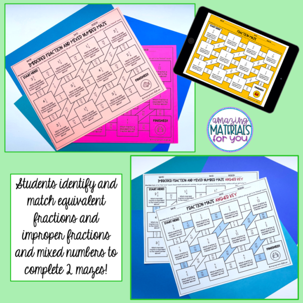 Comparing and Ordering Fractions Puzzles, Mazes, and Task Cards | Made ...