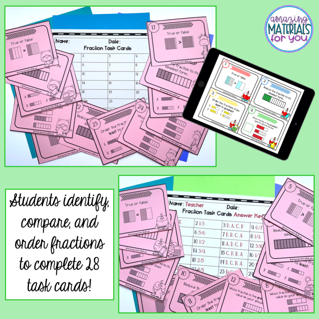 Comparing and Ordering Fractions Puzzles, Mazes, and Task Cards | Made ...
