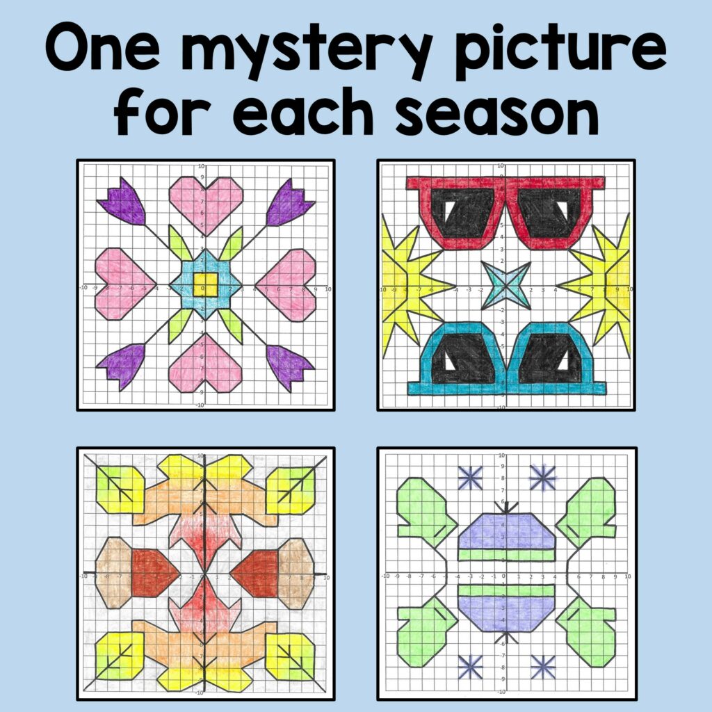 Seasons Bundle Symmetry and Reflection Math Coordinate Plane Graphing ...