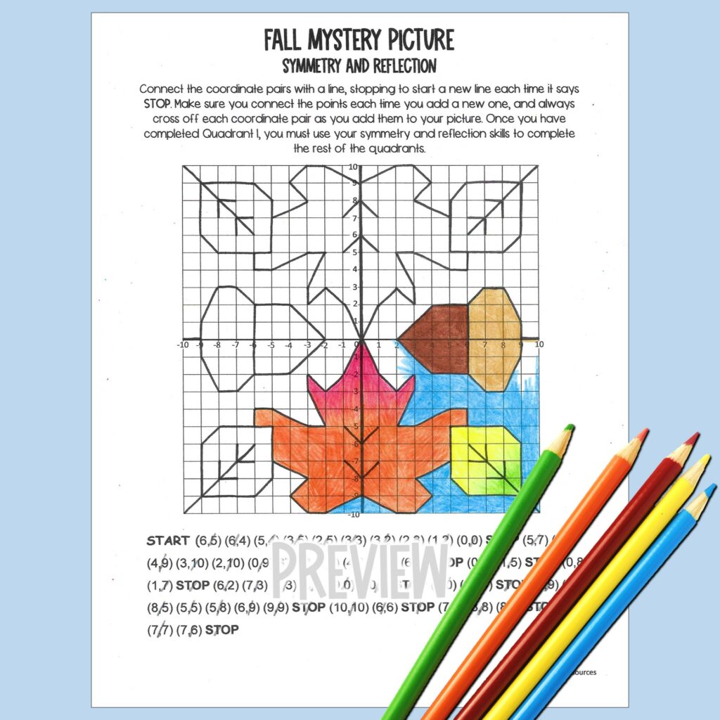 Seasons Bundle Symmetry and Reflection Math Coordinate Plane Graphing ...