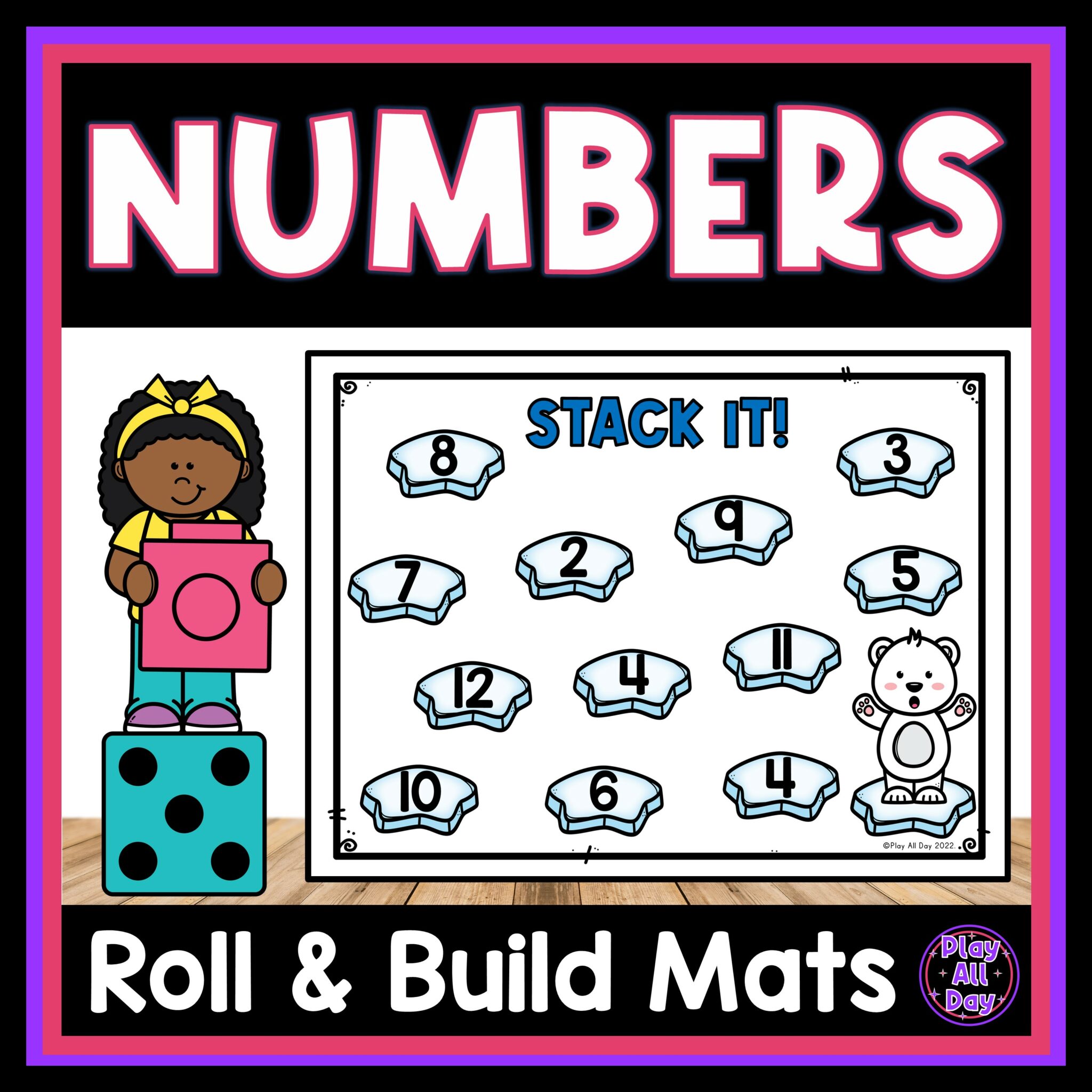 Winter Roll and Build Number Mats | Count and Build with Connecting ...