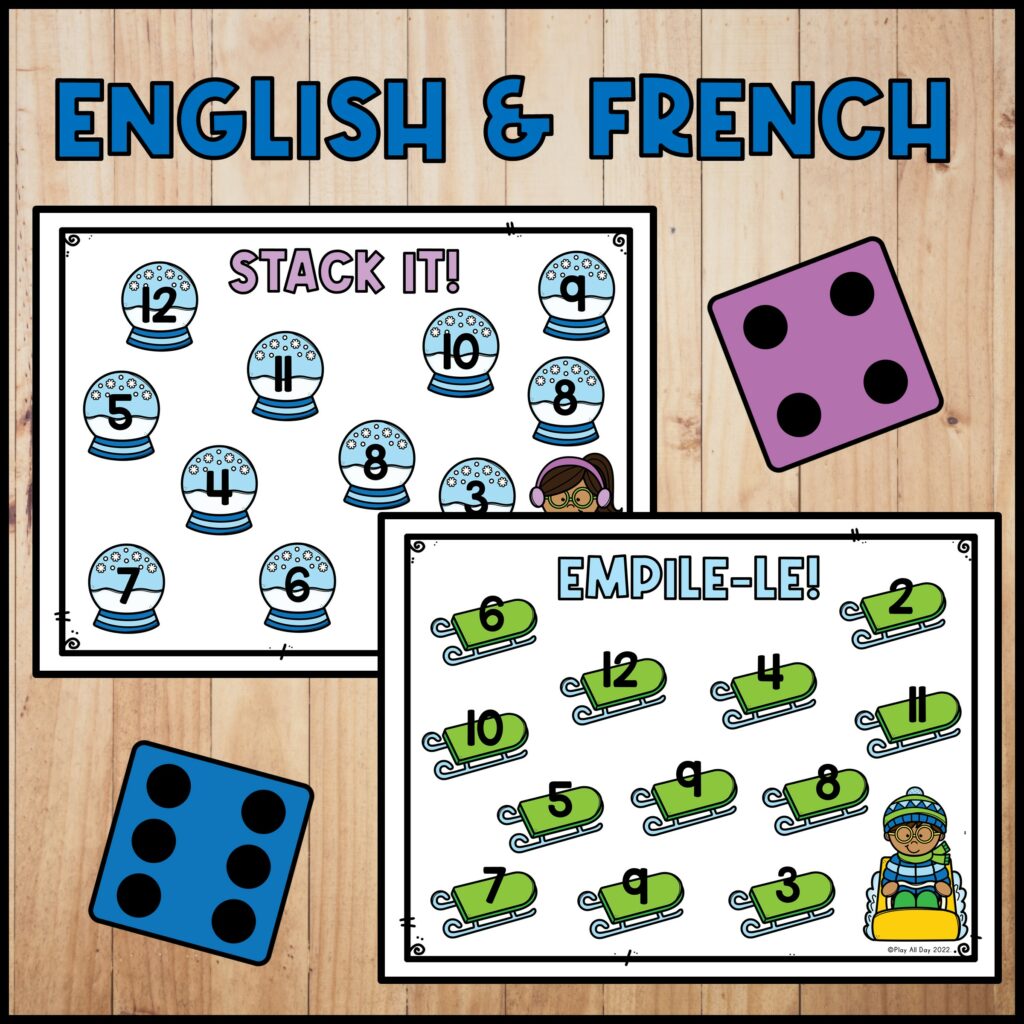 Winter Roll and Build Number Mats | Count and Build with Connecting ...