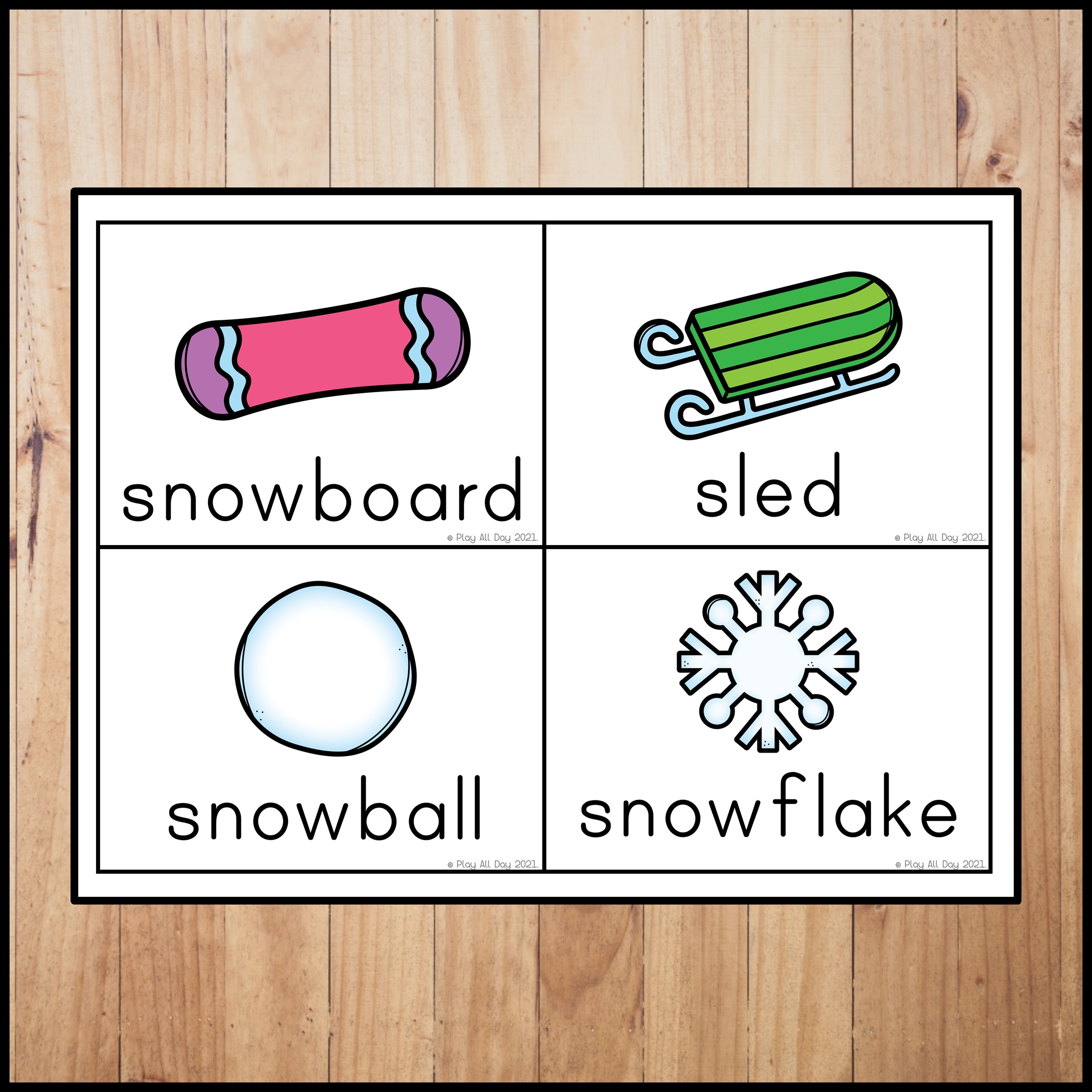 WINTER Themed Vocabulary Cards | Made By Teachers