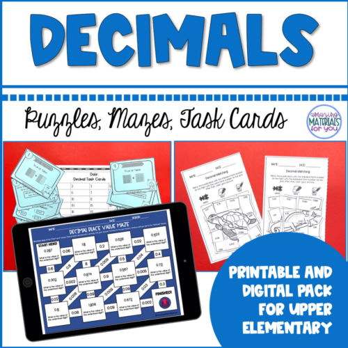 Comparing and Ordering Decimals Puzzles, Mazes, and Task Cards | Made ...
