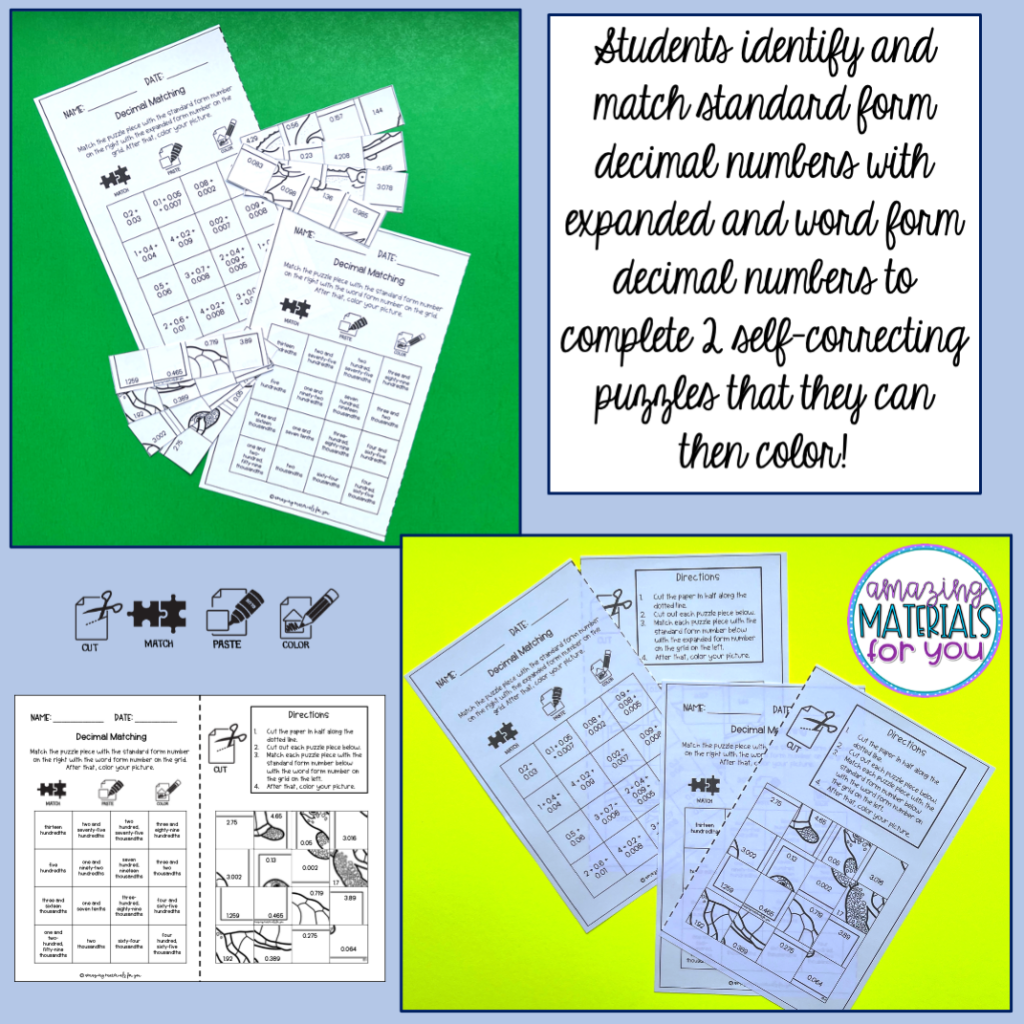 Comparing and Ordering Decimals Puzzles, Mazes, and Task Cards | Made ...