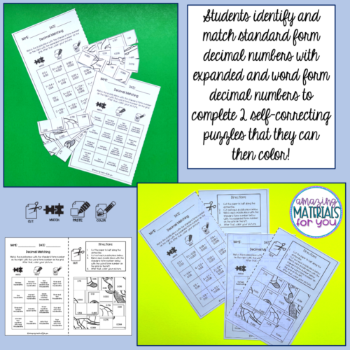 Comparing and Ordering Decimals Puzzles, Mazes, and Task Cards | Made ...