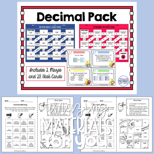 Comparing and Ordering Decimals Puzzles, Mazes, and Task Cards | Made ...