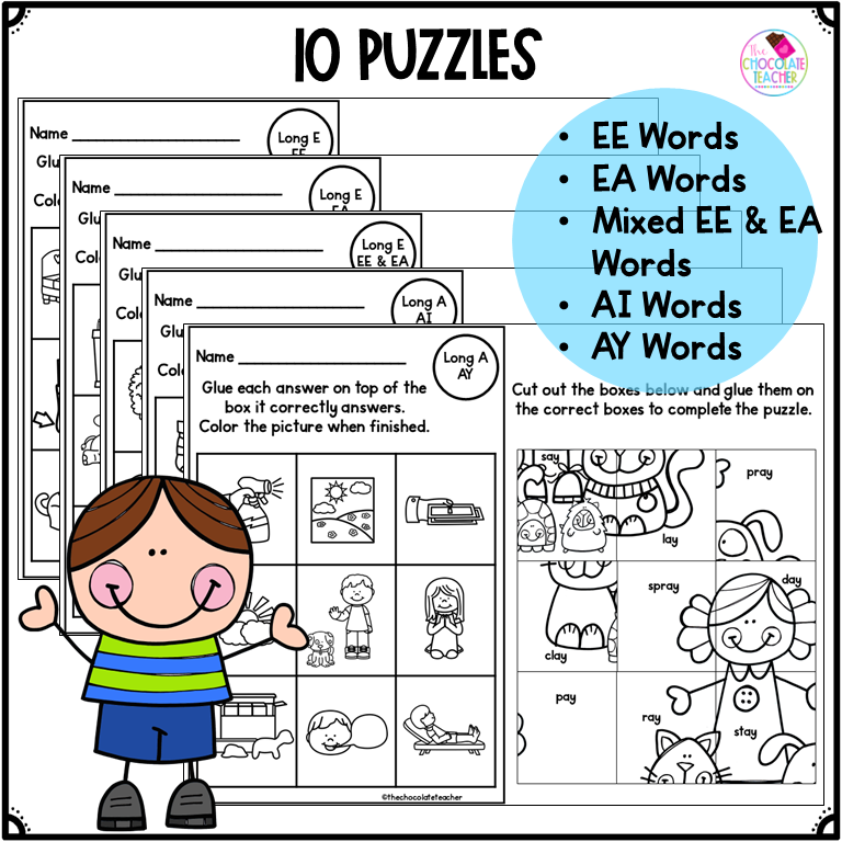Vowel Teams - Long Vowels - Phonics Worksheets - No Prep Puzzles | Made ...