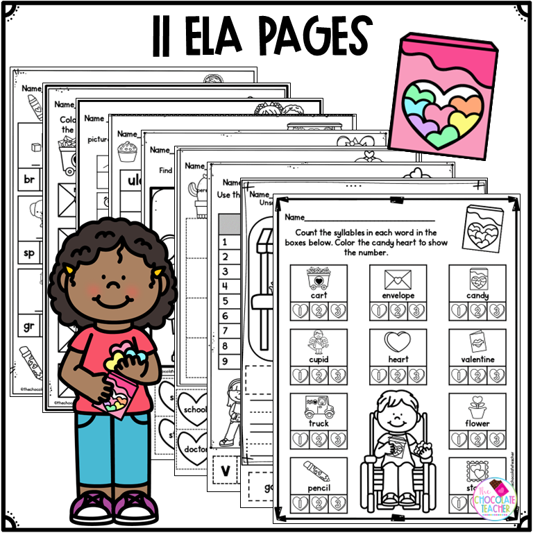 February NO Prep Valentine's Day Worksheets Math Phonics Grammar | Made ...