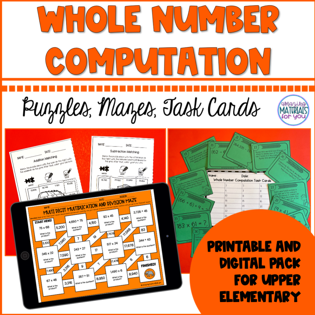 Whole Number Operations | Puzzles, Mazes, Task Cards | Made By Teachers