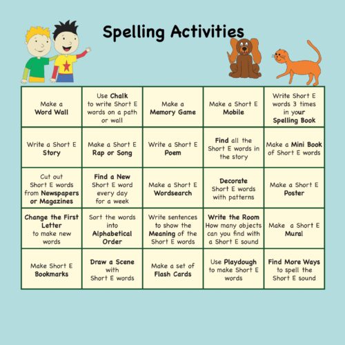 Phonics Story for 5 Short E Word Families + Spelling Activities, Chart ...