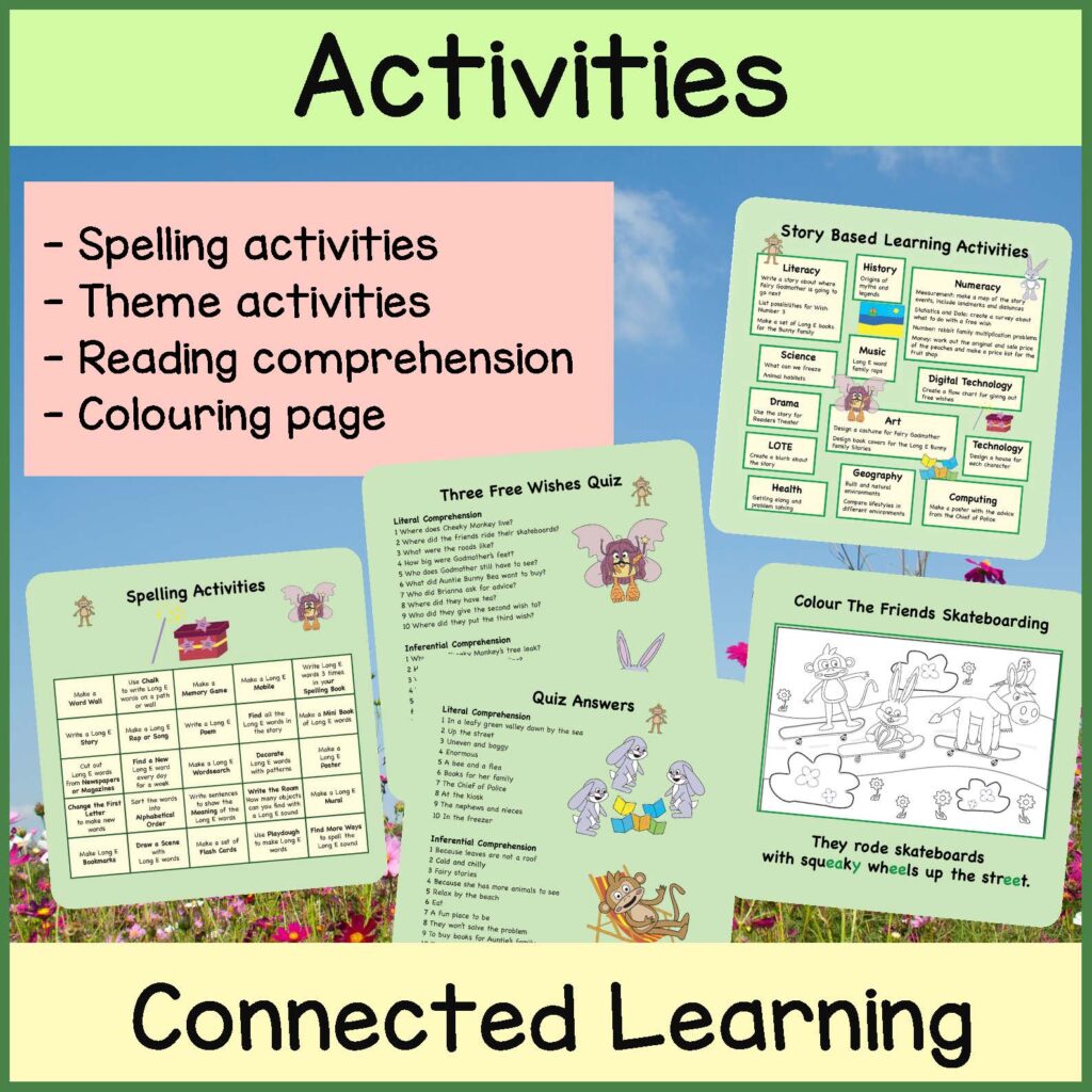 Phonics Story for 12 Long E Word Families + Spelling Activities, Chart ...